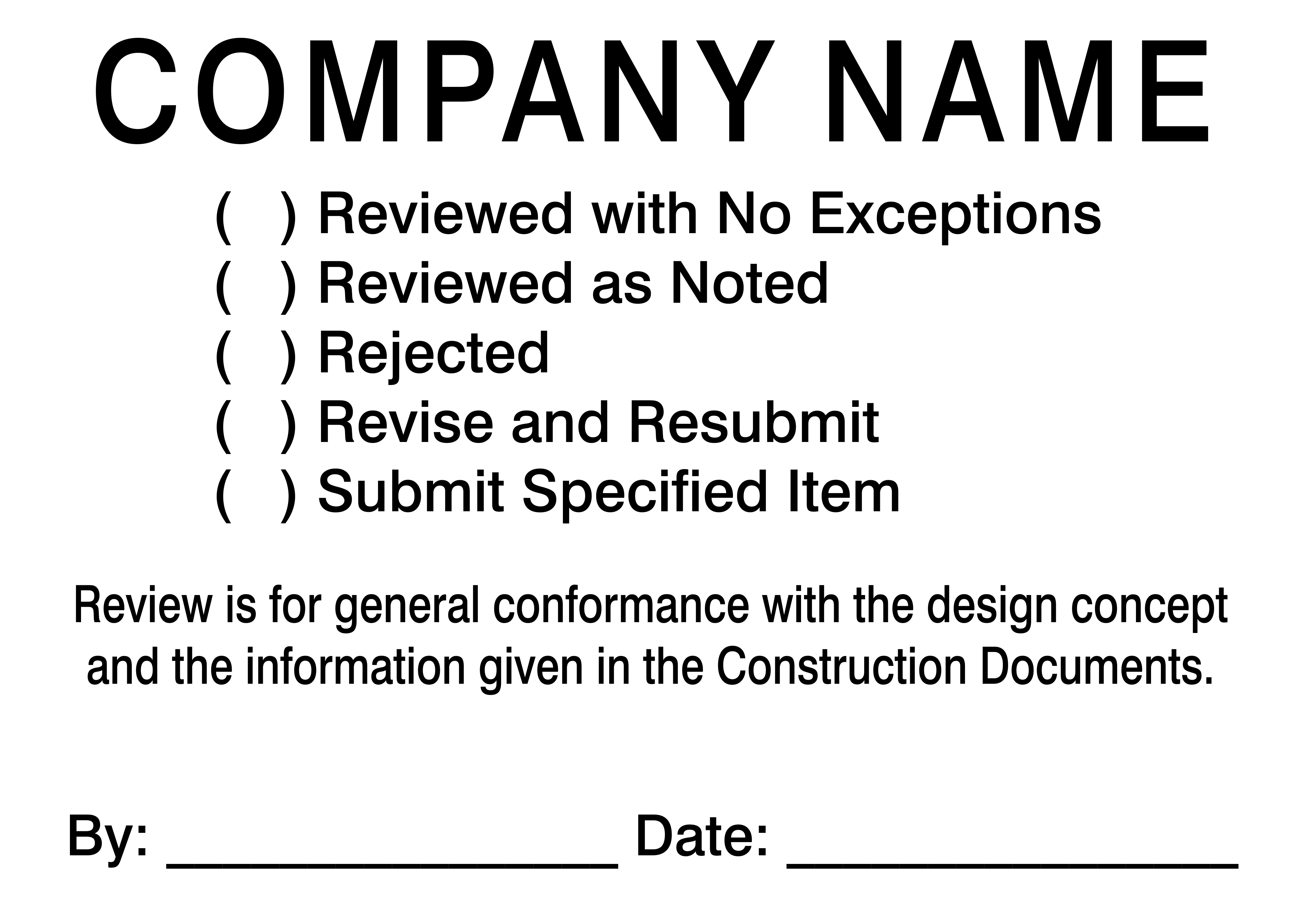 Simply Plan Reviewed Form Stamp w/Custom Co. Name - Corp Connect